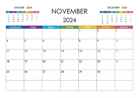 Koledar november 2024 – koledar.su