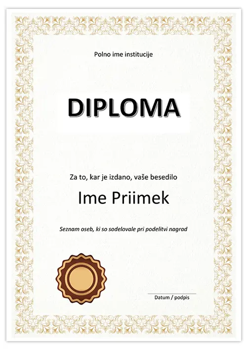 Primer diplome za Word – koledar.su