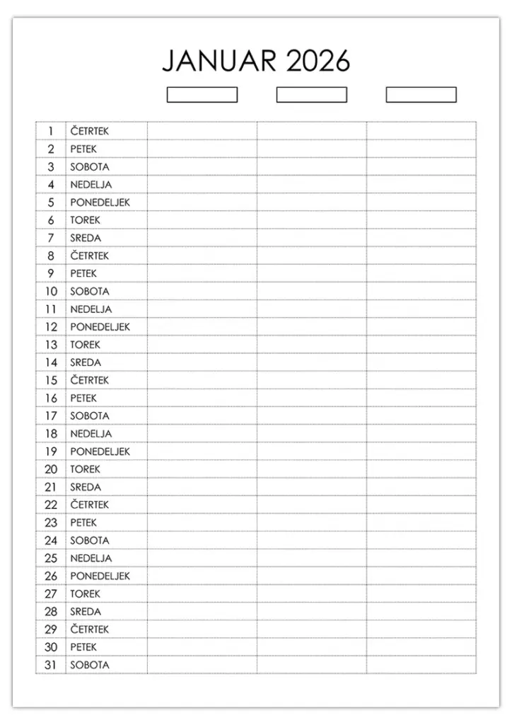 Družinski koledar 2026 – koledar.su